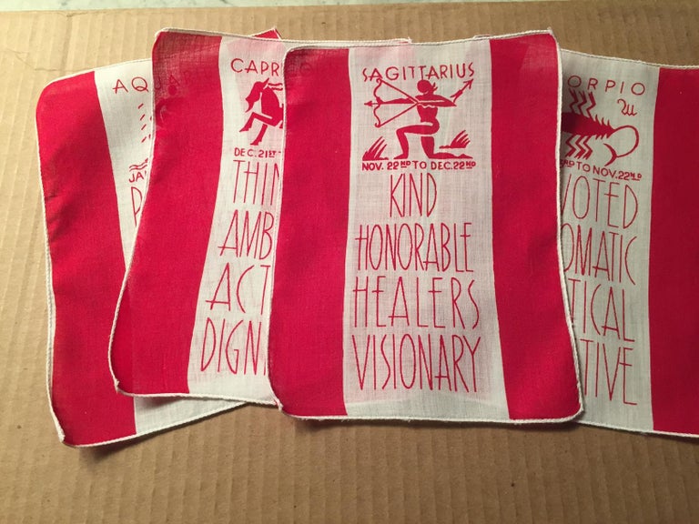 One Dozen Linen Cocktail Napkins Twelve Astrological Signs of the ...