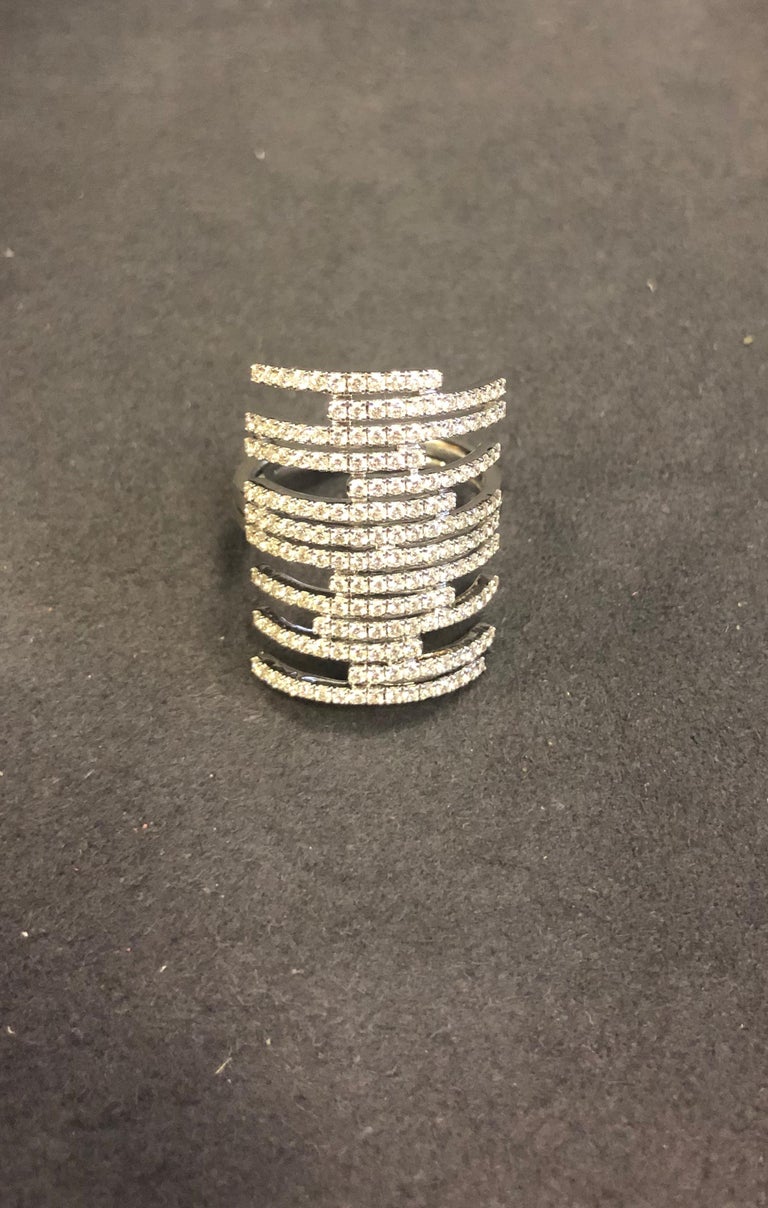 Gatsby Multi Bar Diamond Ring in 18 Karat White Gold by Messika For ...