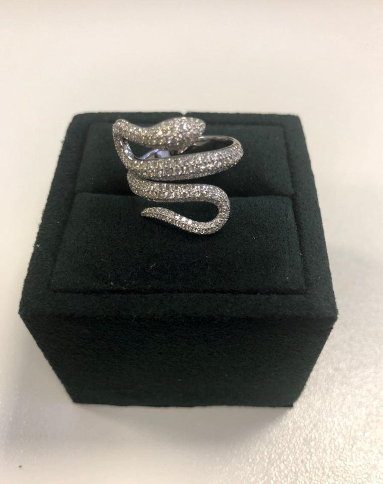Messika "Snake" Ring in 18 Karat White Gold Set with Diamonds For Sale ...