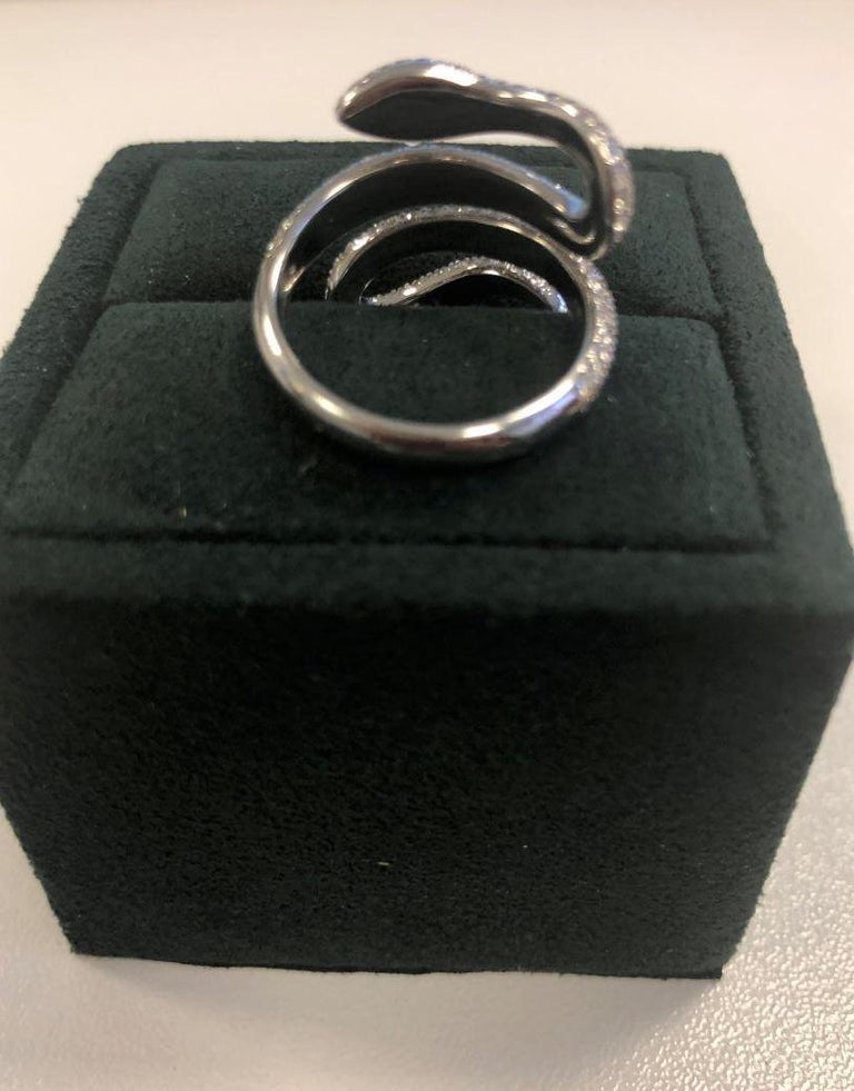 Messika "Snake" Ring in 18 Karat White Gold Set with Diamonds For Sale ...