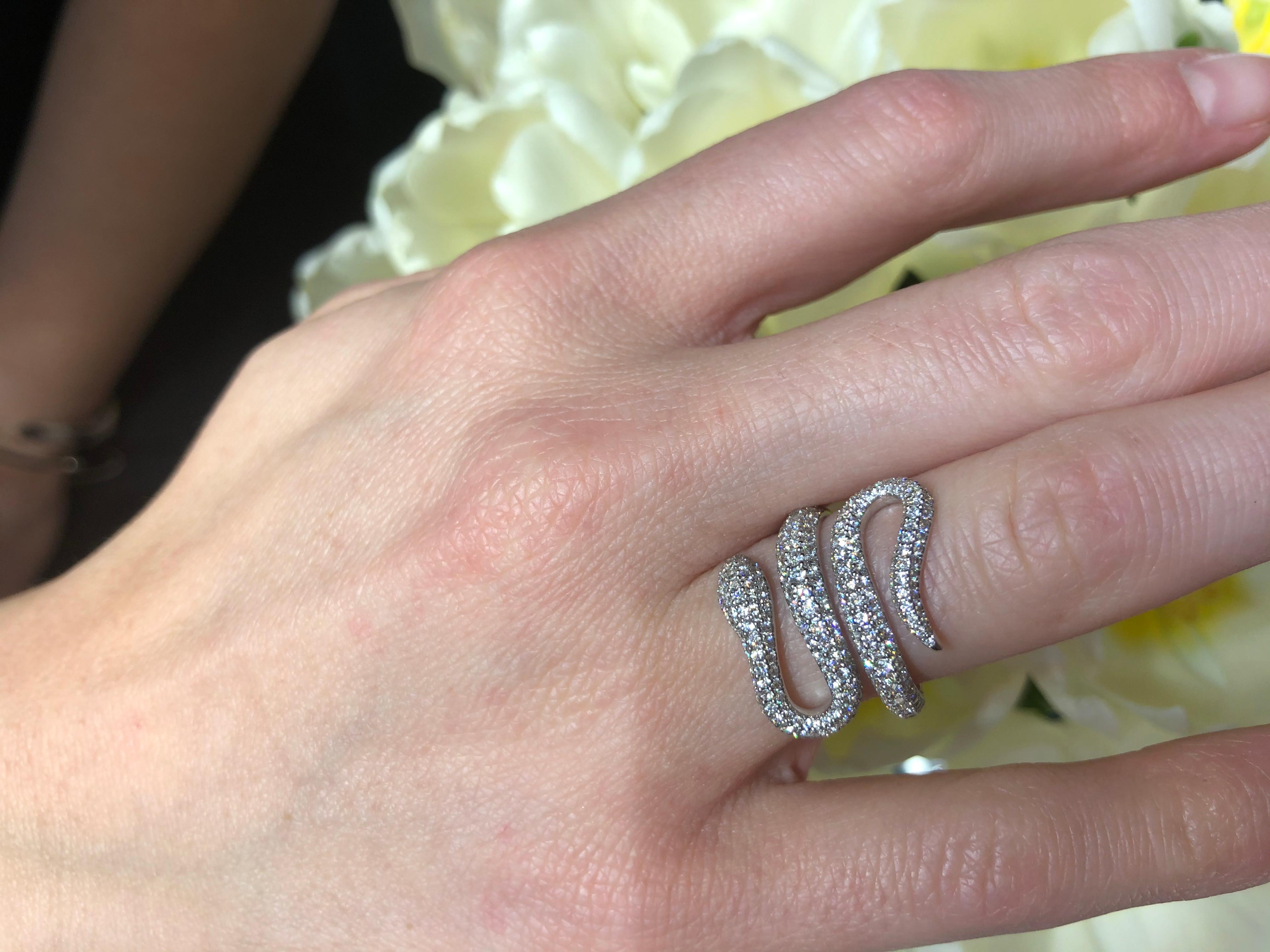 Messika "Snake" Ring in 18 Karat White Gold Set with Diamonds For Sale ...