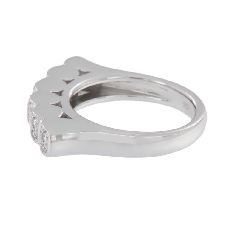 One of a Kind 18 Karat White Gold Diamond Fan Ring Made in New York For ...