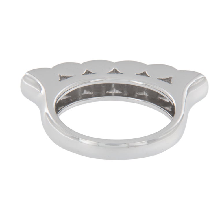 One of a Kind 18 Karat White Gold Diamond Fan Ring Made in New York For ...