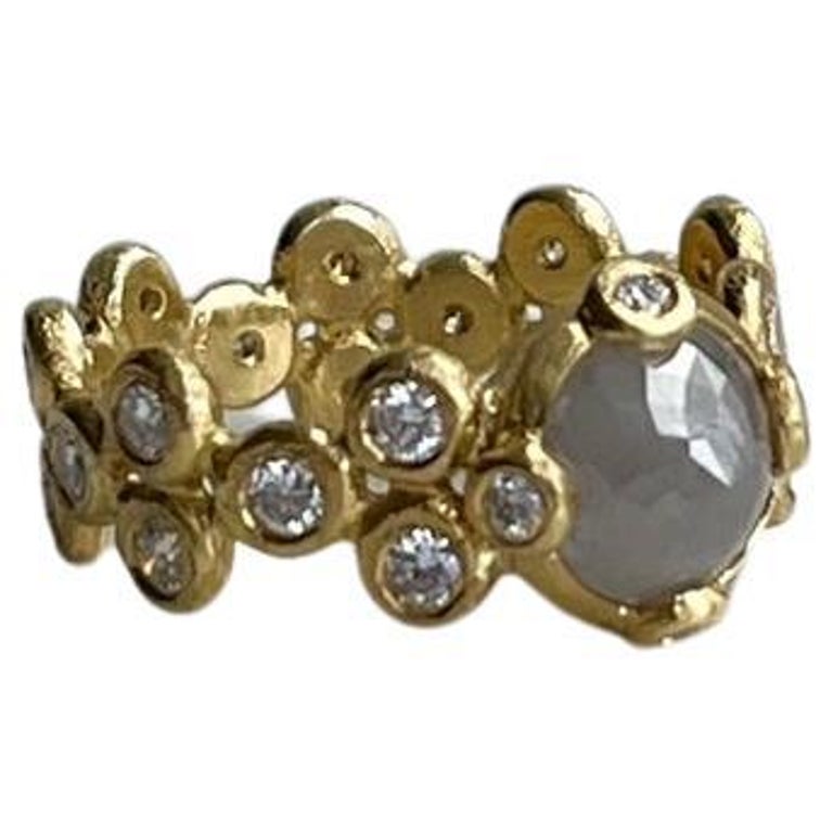 One of a Kind 18ky Gold Gray White Rose Cut Diamond Ring For Sale at ...