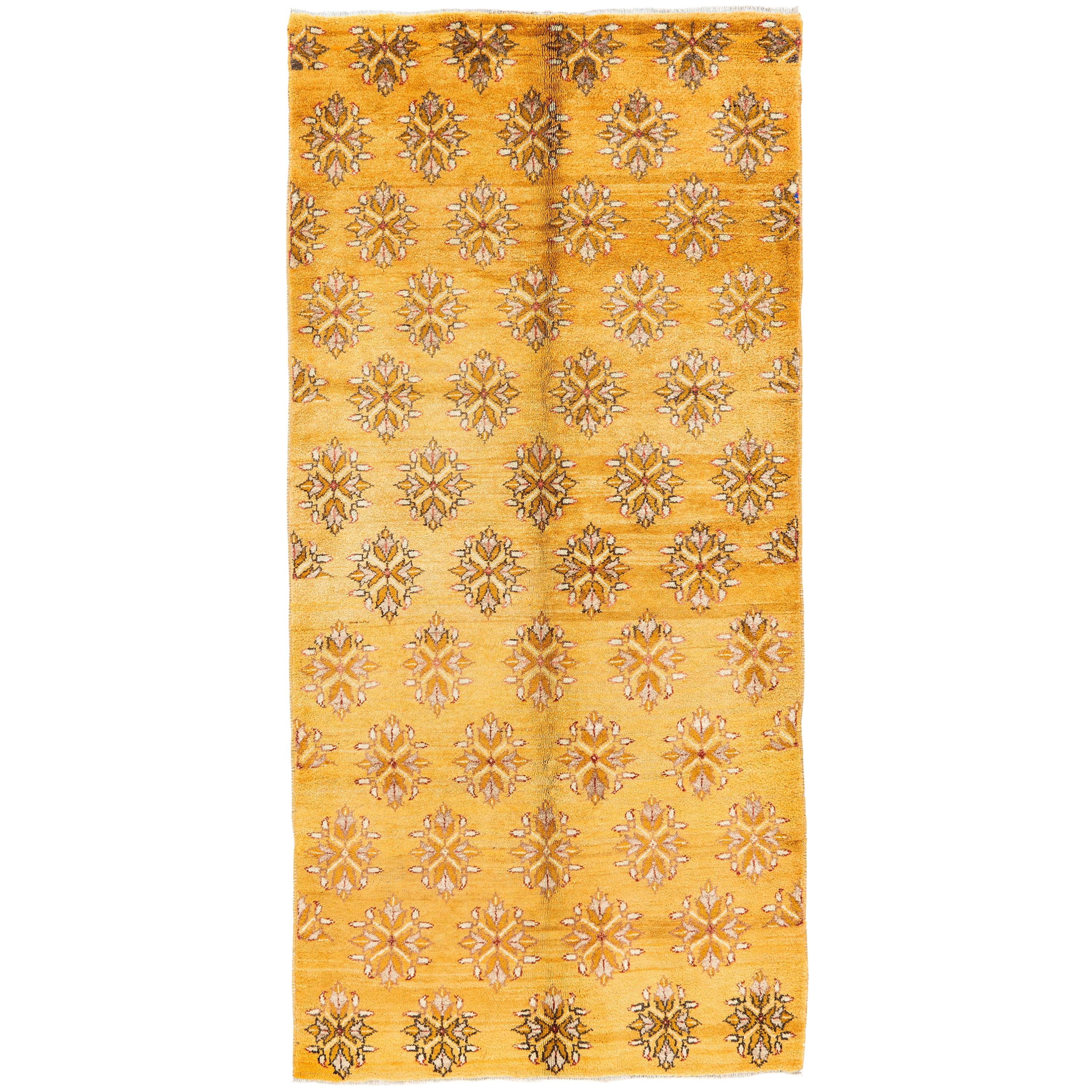 5x10 Ft One-of-a-Kind 1950s Anatolian Wool Rug in Butterscotch Yellow ...