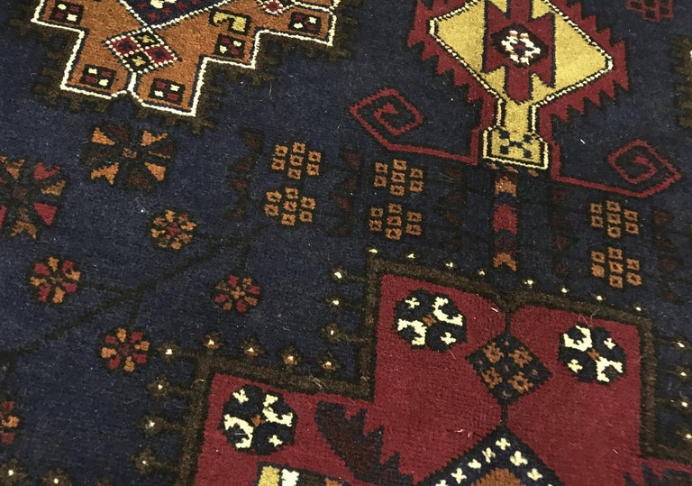 One-of-a-Kind Handwoven Wool Area Rug 4'9” x 7’8”. For Sale at 1stDibs