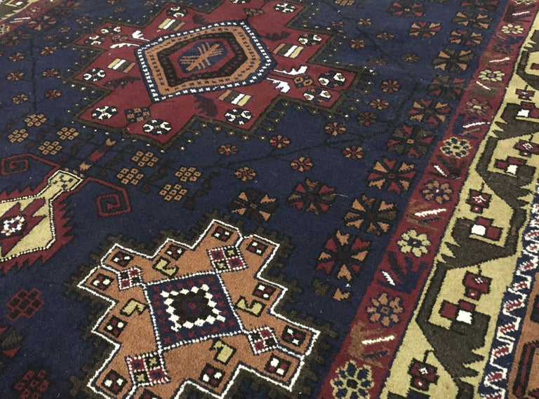 One-of-a-Kind Handwoven Wool Area Rug 4'9” x 7’8”. For Sale at 1stDibs