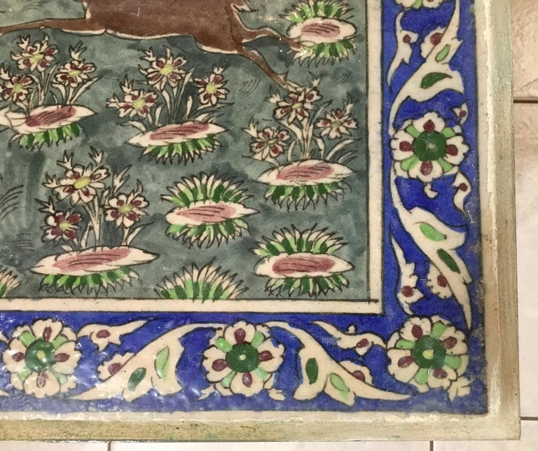 One of a Kind Antique Persian Tile Top Coffee Table at 1stDibs