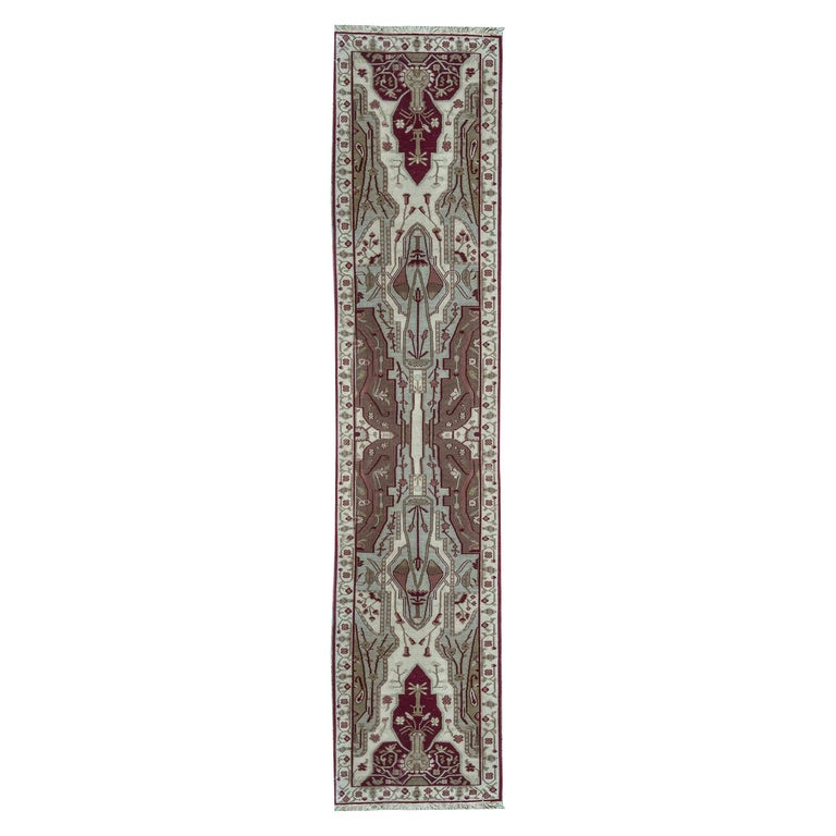 Traditional Handwoven Wool Runner Area Rug 2'6 x 12' For Sale at 1stDibs