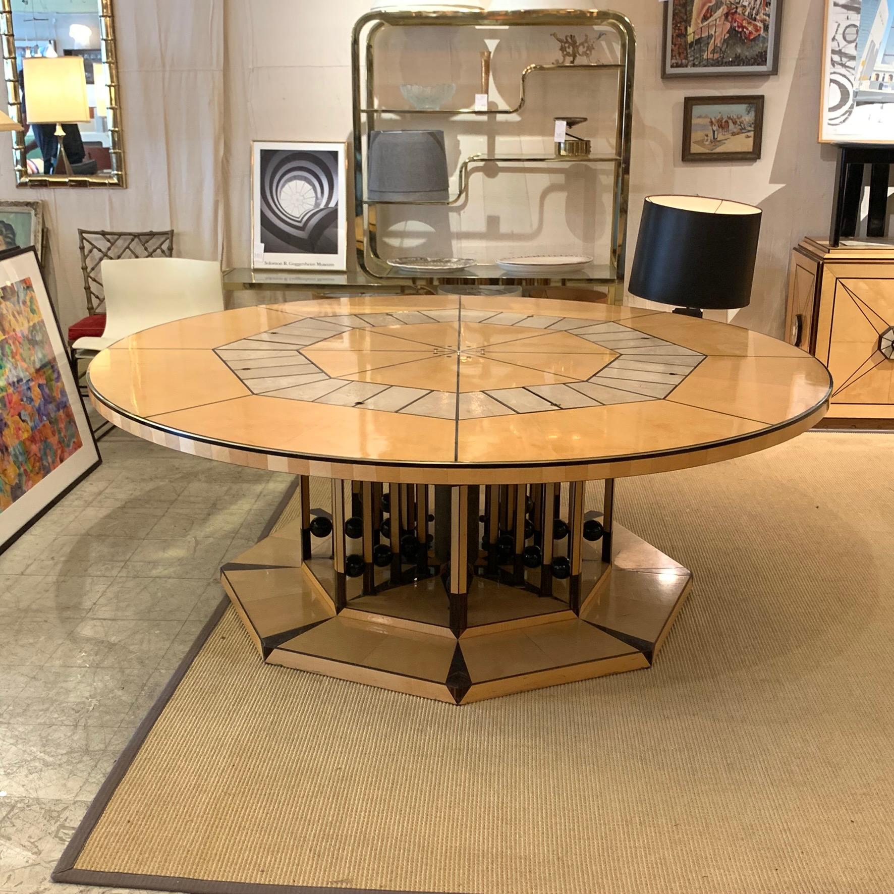One of a Kind Artist Round Table of Mixed Woods, Brass and Stingray ...