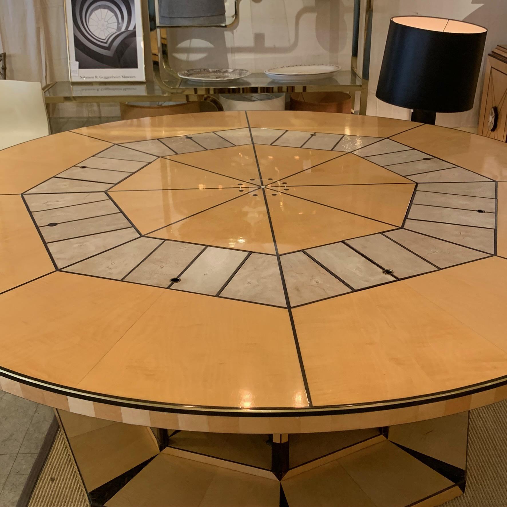 One of a Kind Artist Round Table of Mixed Woods, Brass and Stingray ...