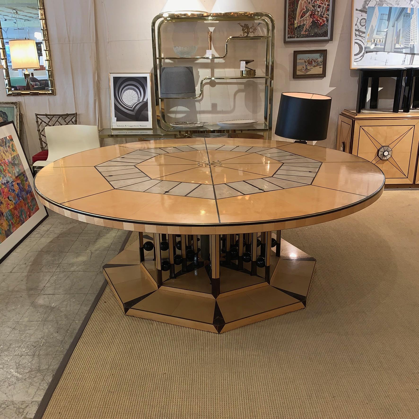 One of a Kind Artist Round Table of Mixed Woods, Brass and Stingray ...