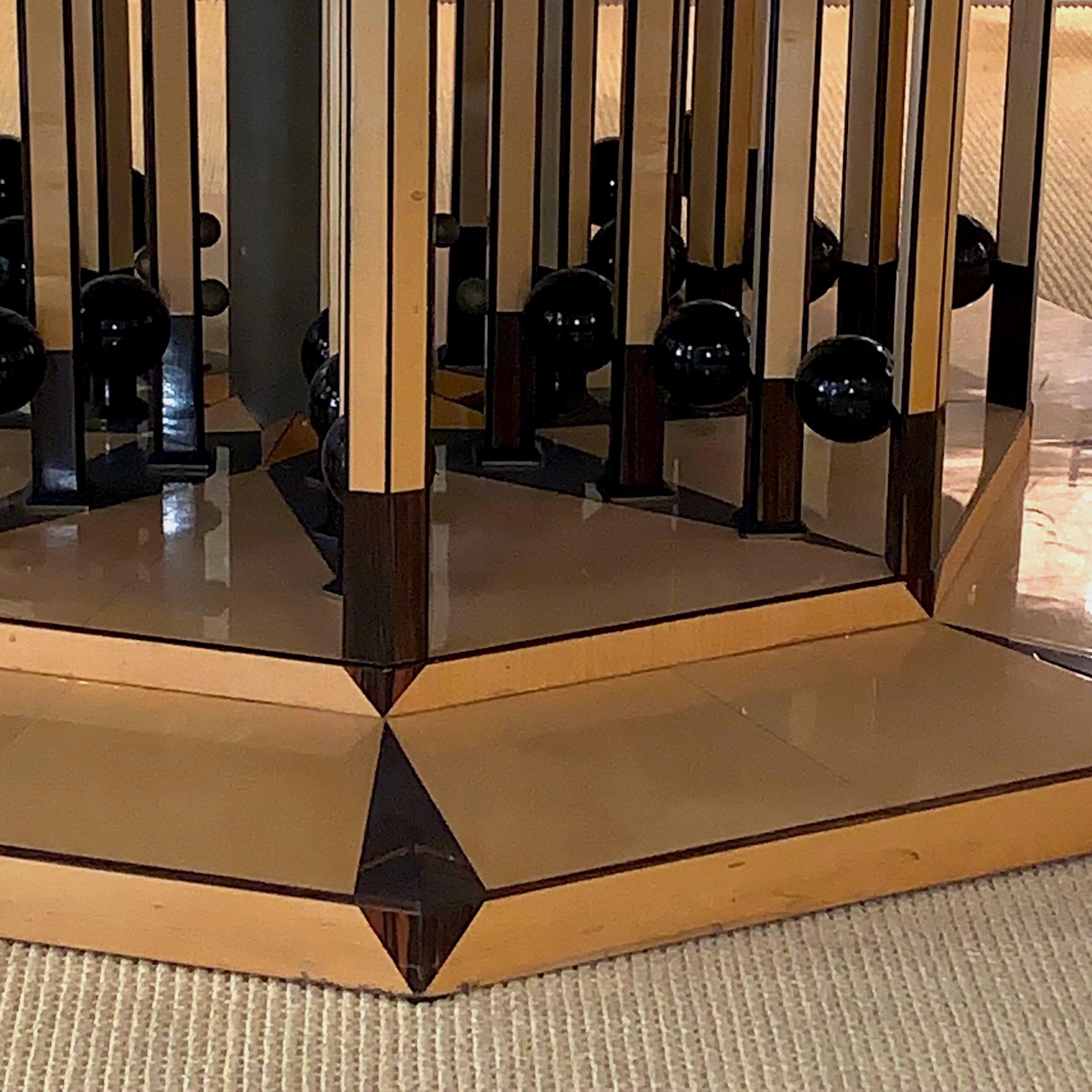 One of a Kind Artist Round Table of Mixed Woods, Brass and Stingray ...