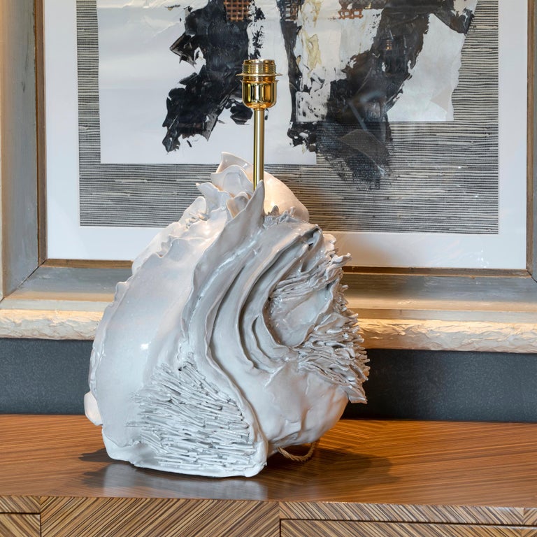 One of a Kind Artistic Ivory Glazed Ceramic Table Lamp, Italy, 2020 at ...