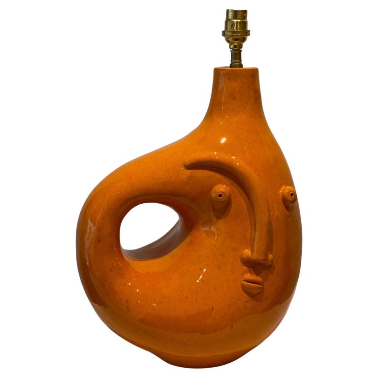 One of a Kind Black Ceramic Lamp Base Signed by Dalo For Sale at 1stDibs