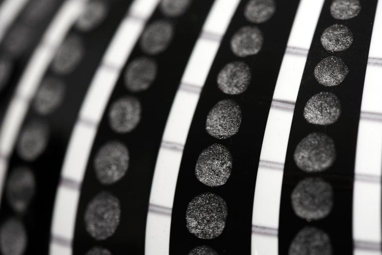 One of a Kind Blown and Watermarked Black and White Glass Vase at 1stDibs