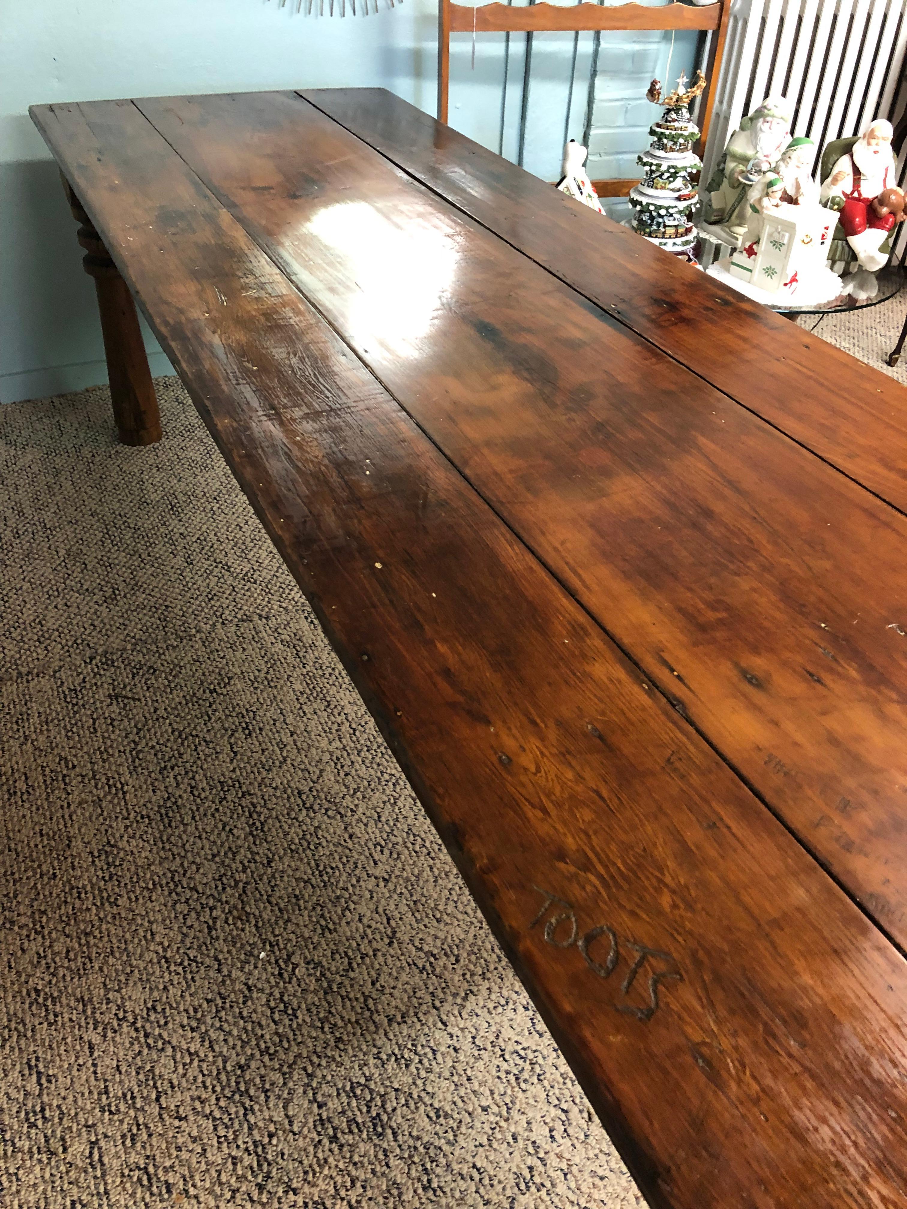 One of a Kind Character Rich Large Rustic Farm Table For Sale at 1stDibs