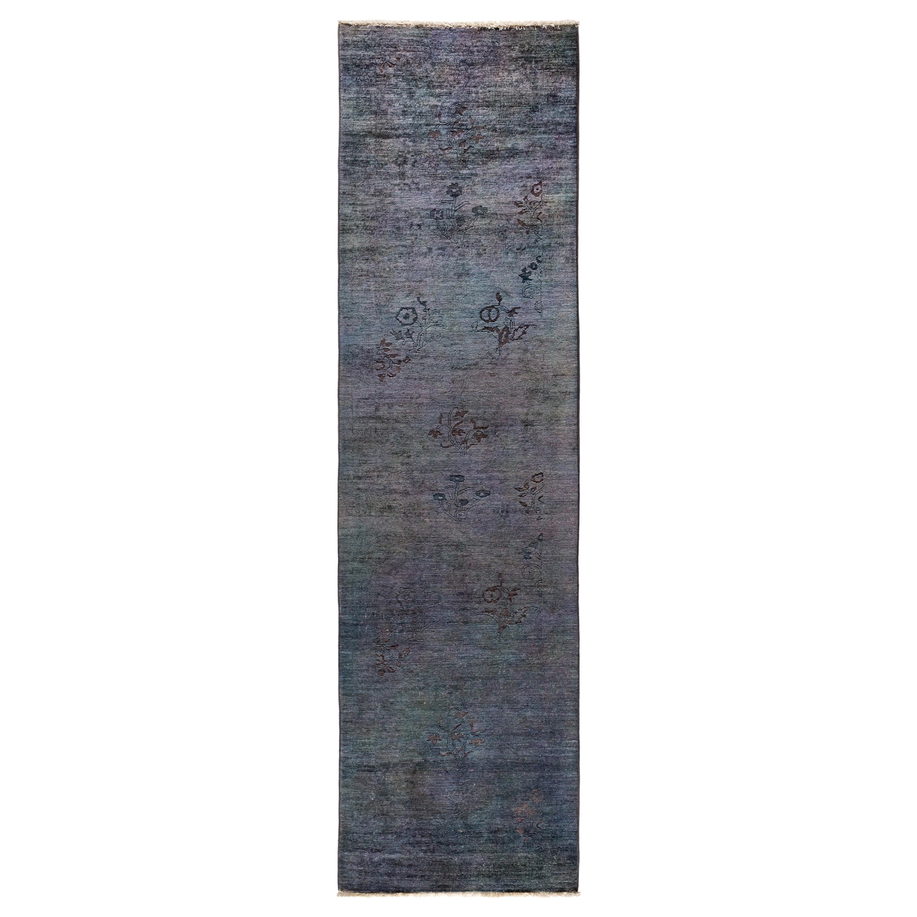 One of a Kind Colorful Wool Hand Knotted Runner Rug, Seafoam For Sale ...