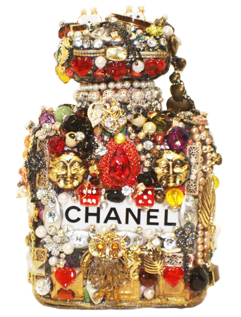 One of a Kind Eclectic Embellished Chanel Perfume Bottle at 1stDibs