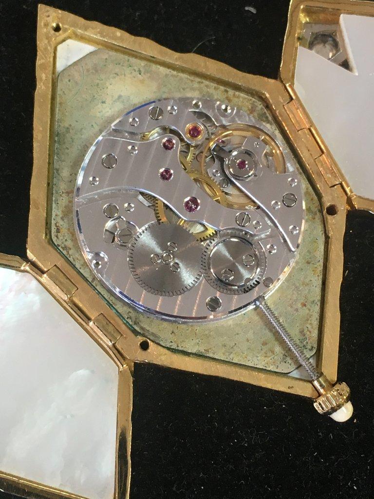 One of a Kind Fred Paris Gerald Genta Diamond MOP Gold Watch Bracelet ...