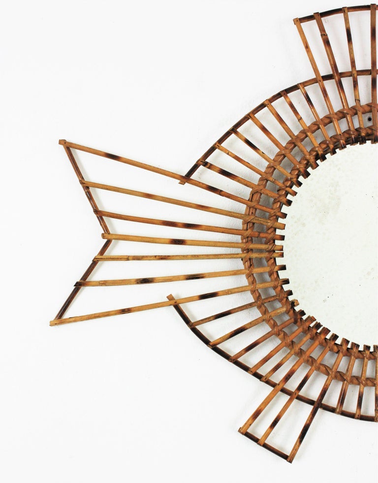 One of a Kind French 1950s Rattan Fish Shaped Mirror at 1stDibs