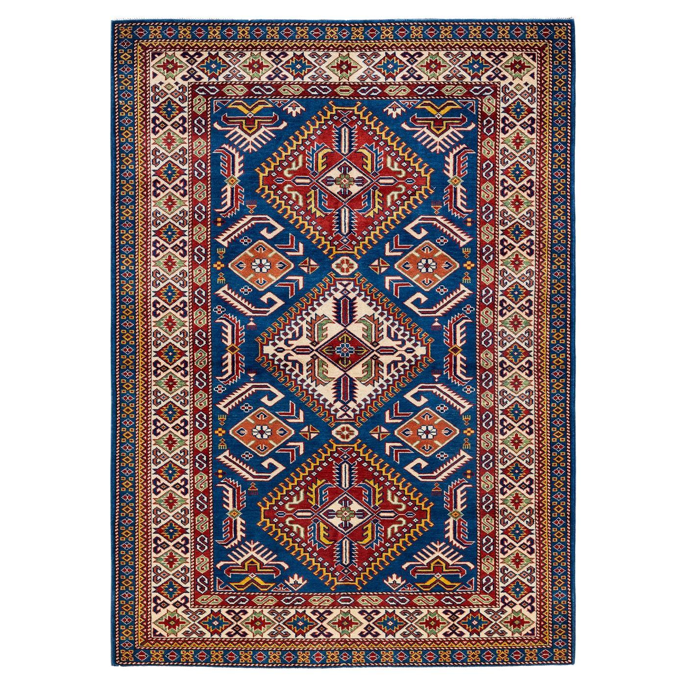One-of-a-Kind Hand Knotted Bohemian Tribal Light Blue Area Rug For Sale ...