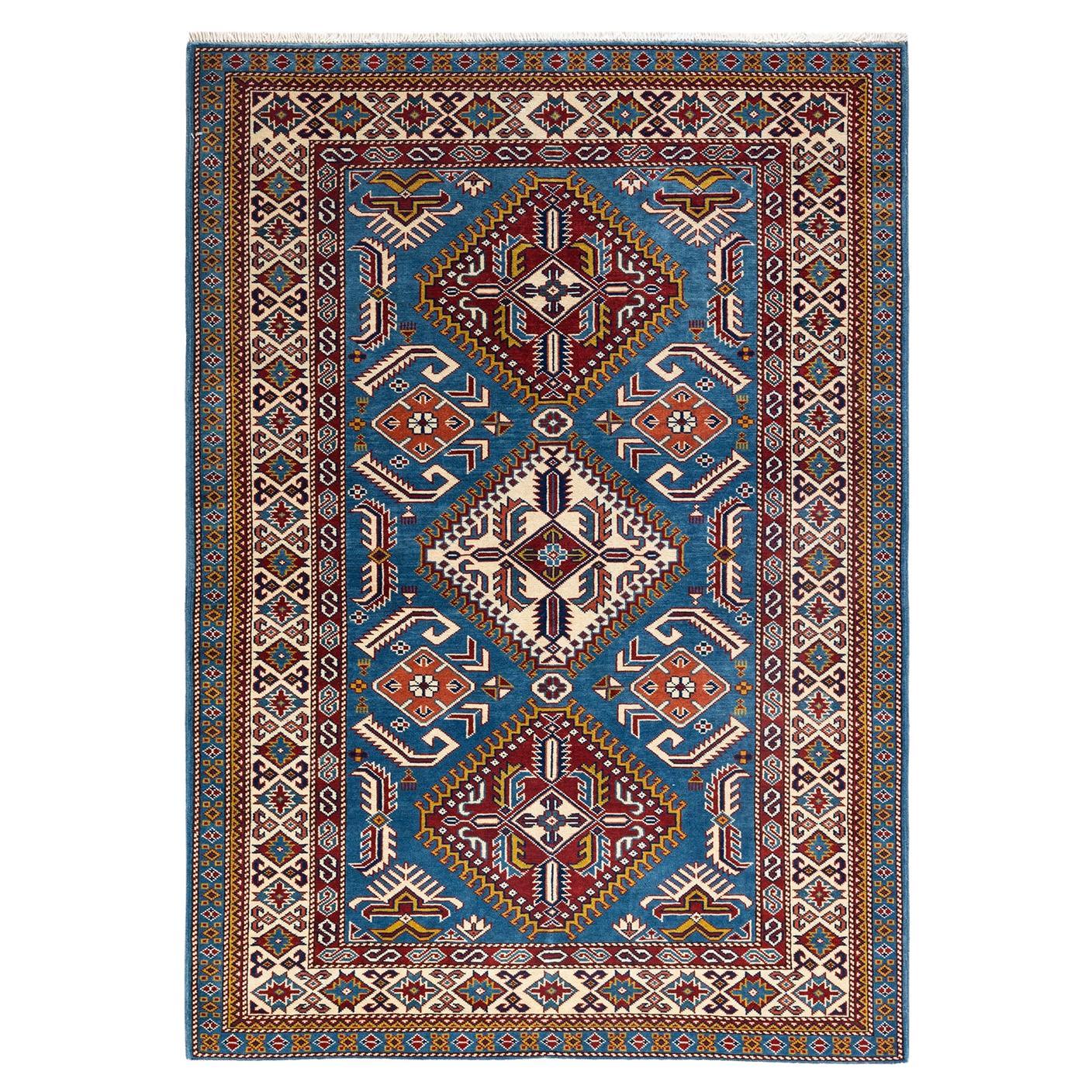 One-of-a-Kind Hand Knotted Bohemian Tribal Light Blue Area Rug For Sale ...