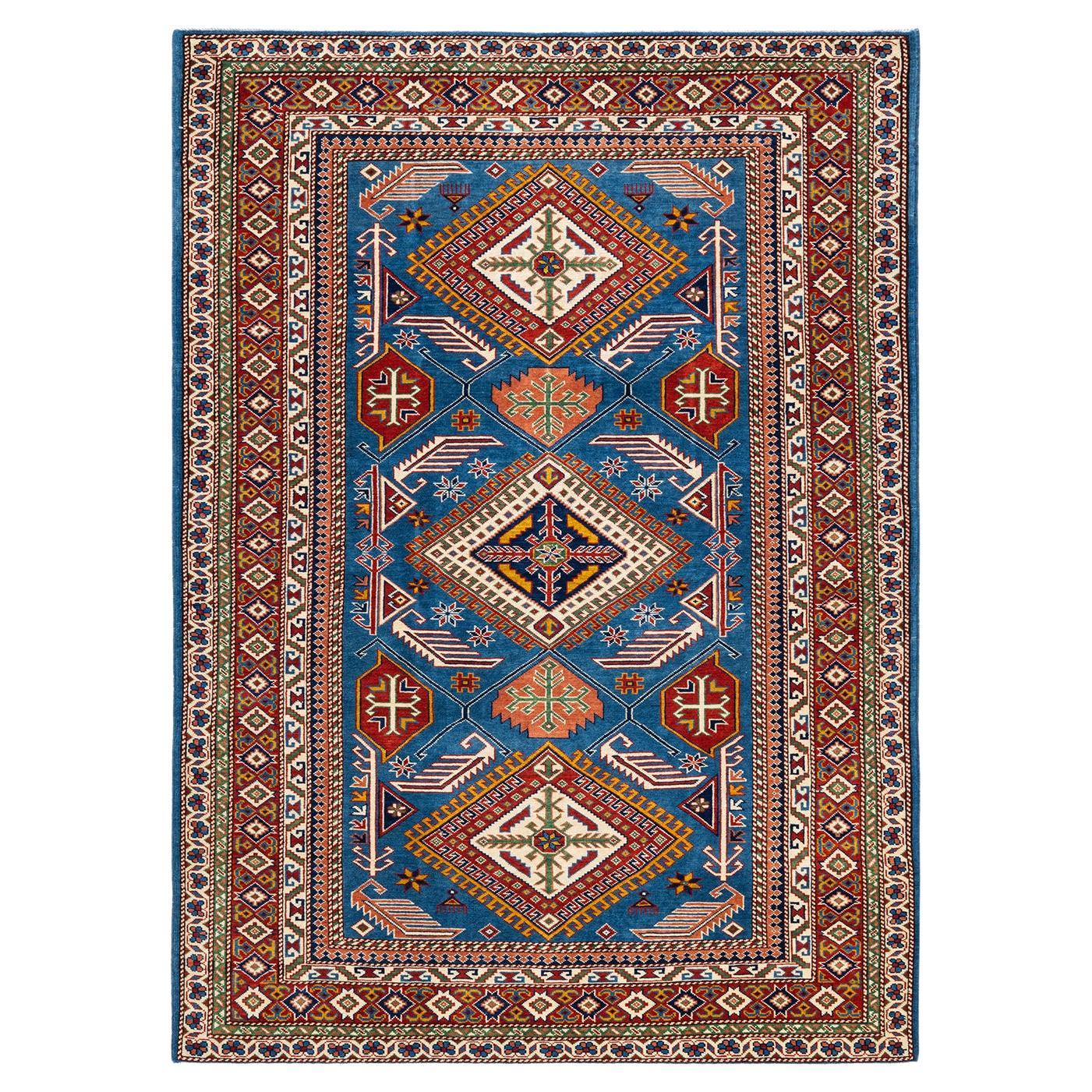 One-of-a-Kind Hand Knotted Bohemian Tribal Light Blue Area Rug For Sale ...