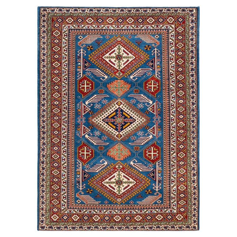 One-of-a-Kind Hand Knotted Bohemian Tribal Light Blue Area Rug For Sale ...