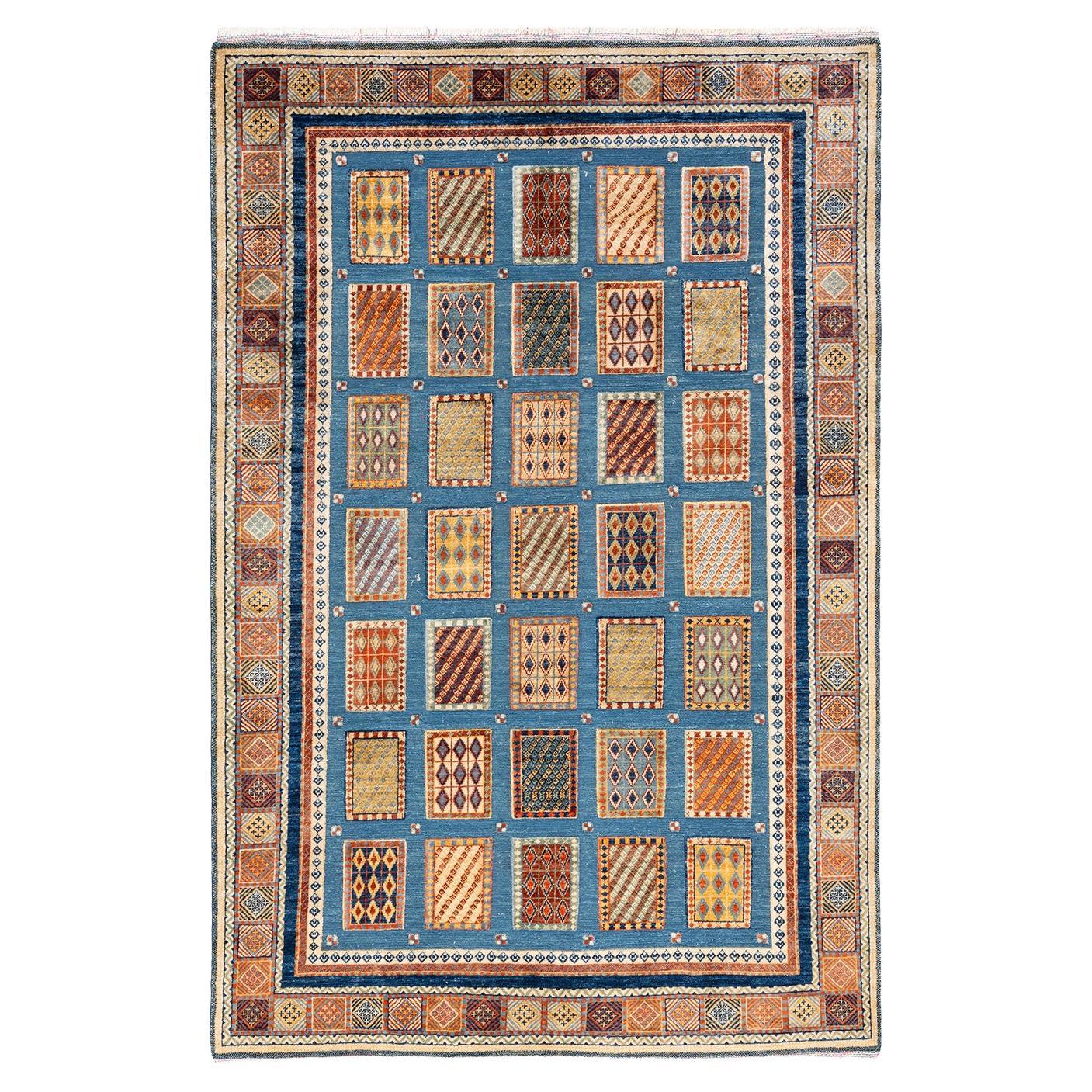 One-of-a-Kind Hand Knotted Bohemian Tribal Light Blue Area Rug For Sale ...