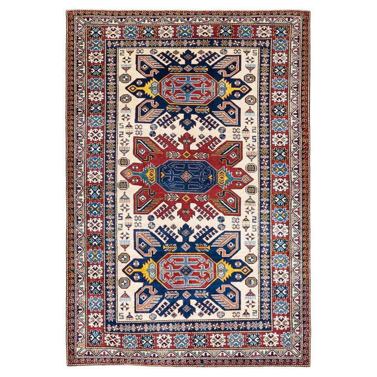 One-Of-A-Kind Hand Knotted Bohemian Tribal Tribal Ivory Area Rug 4' 10 ...