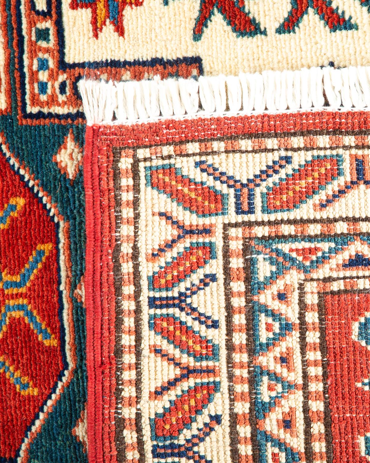 One-Of-A-Kind Hand Knotted Bohemian Tribal Tribal Ivory Area Rug For ...