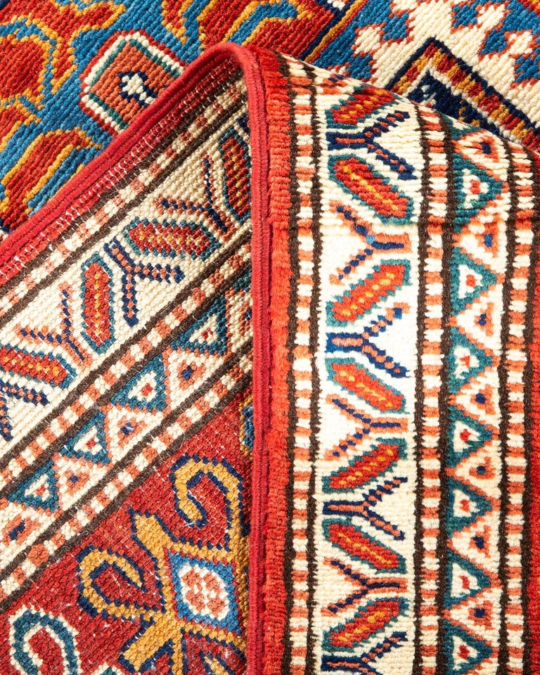 One-Of-A-Kind Hand Knotted Bohemian Tribal Tribal Ivory Area Rug For ...