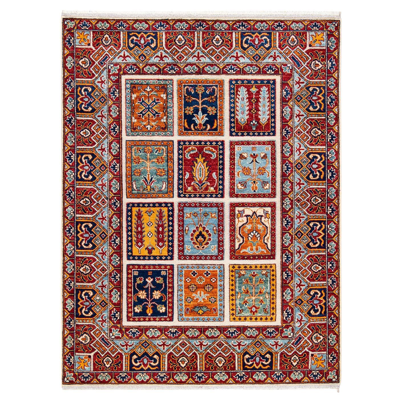 One-of-a-kind Hand Knotted Bohemian Tribal Tribal Ivory Area Rug For ...