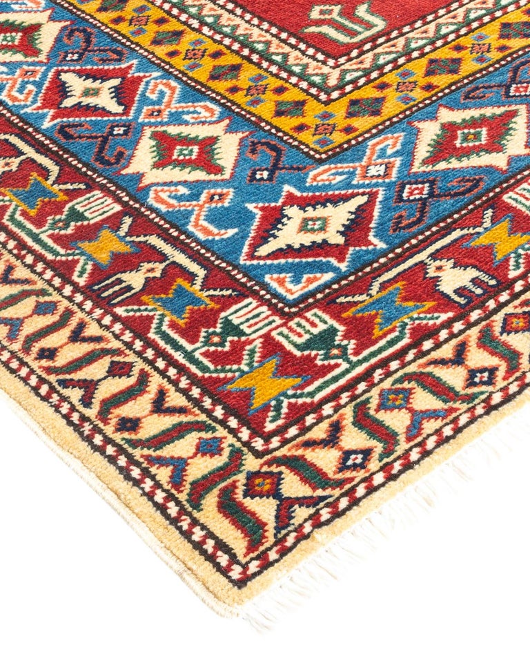 One-of-a-Kind Hand Knotted Bohemian Tribal Tribal Ivory Area Rug For ...