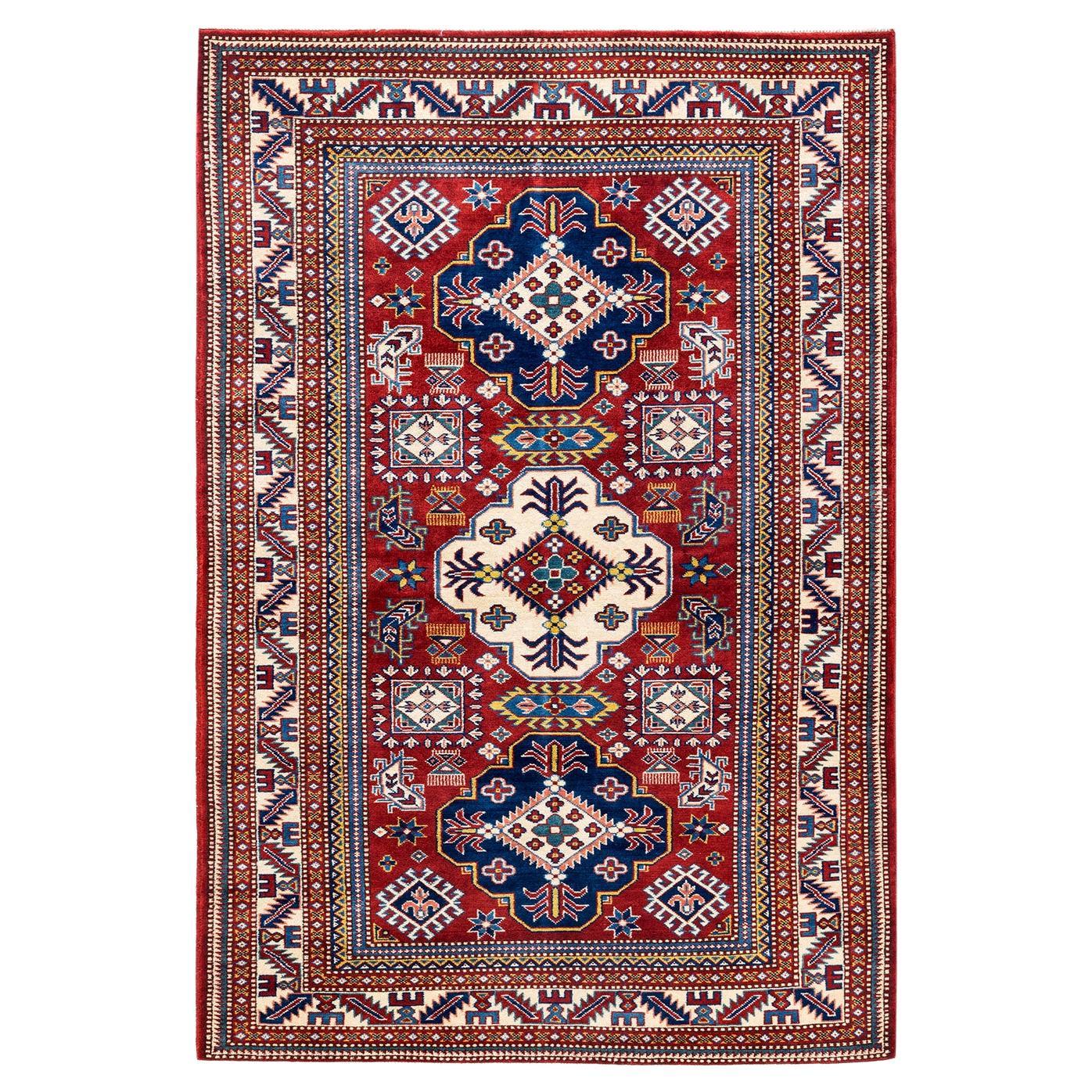 One-of-a-kind Hand Knotted Bohemian Tribal Tribal Orange Area Rug For ...