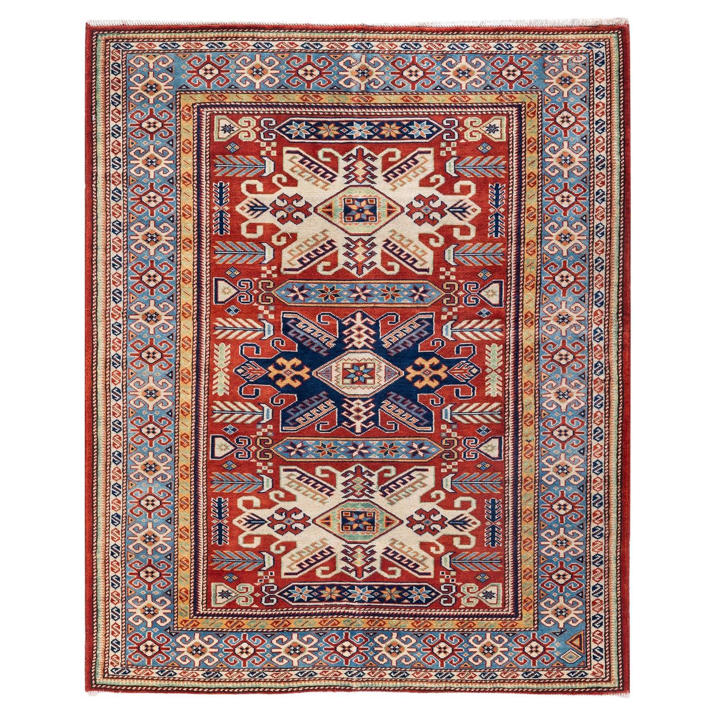 One-of-a-Kind Hand Knotted Bohemian Tribal Tribal Orange Area Rug For ...