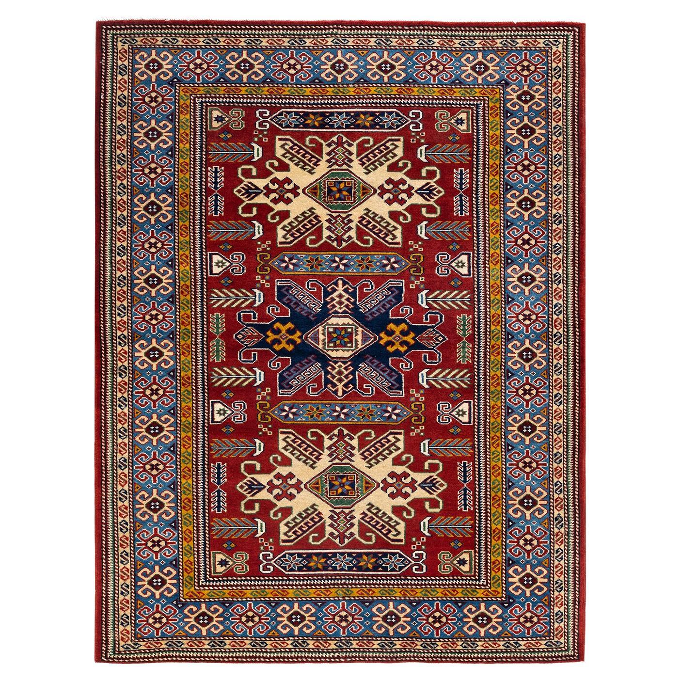 One-of-a-Kind Hand Knotted Bohemian Tribal Tribal Orange Area Rug For ...