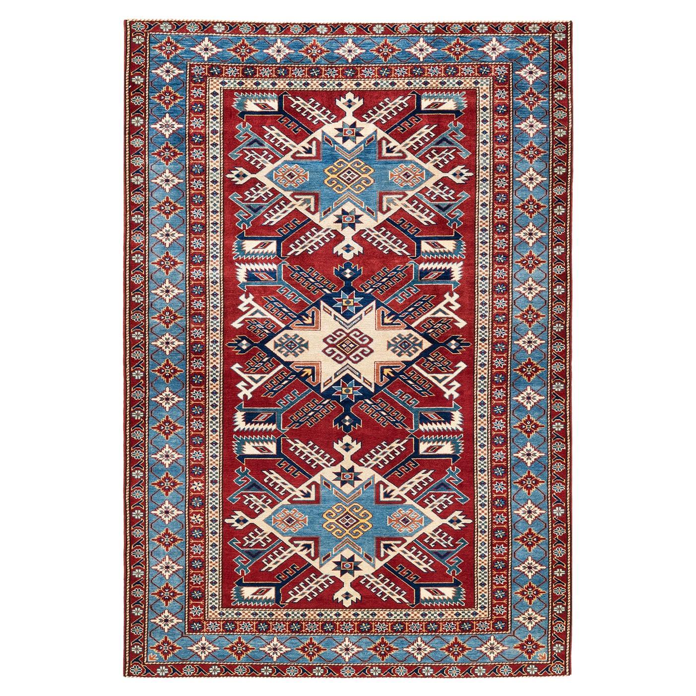 One-of-a-kind Hand Knotted Bohemian Tribal Tribal Orange Area Rug For ...