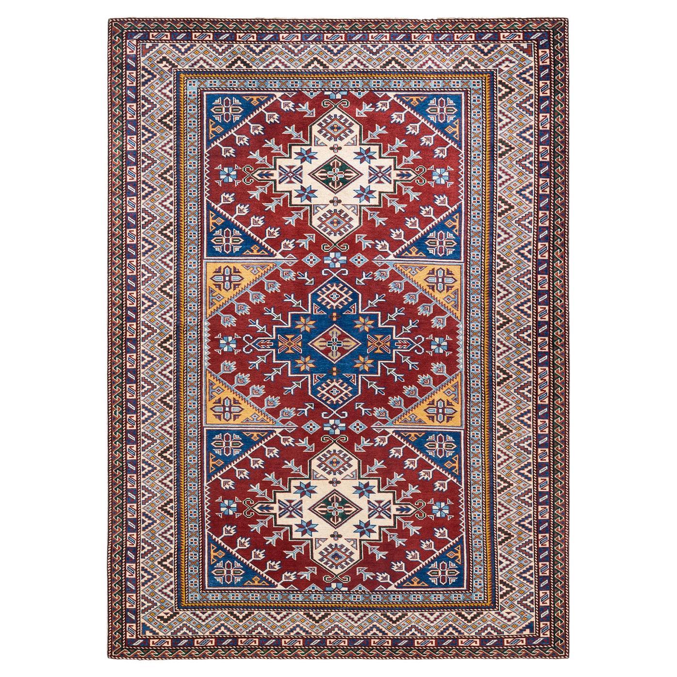 One-of-a-kind Hand Knotted Bohemian Tribal Tribal Orange Area Rug For ...