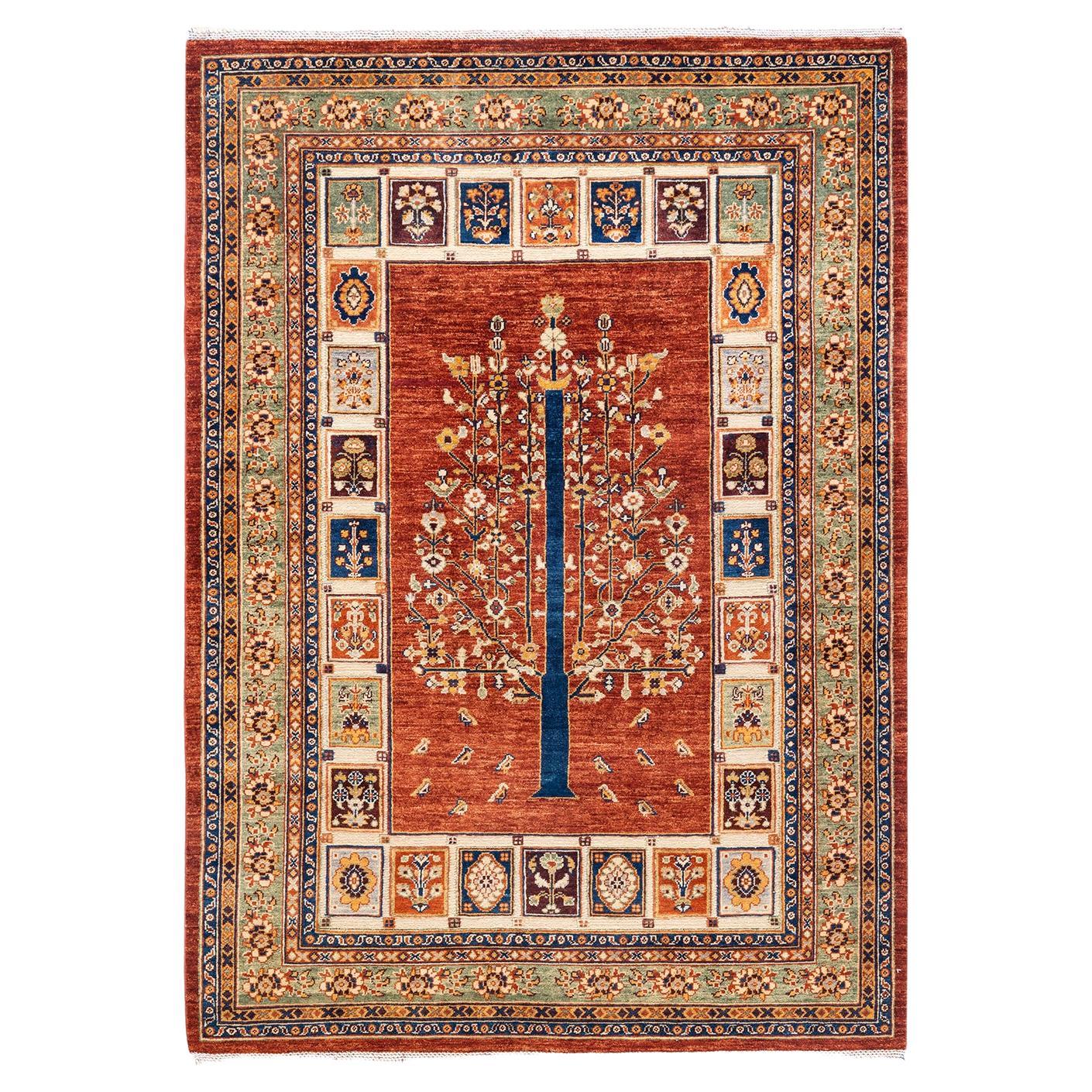 One-of-a-kind Hand Knotted Bohemian Tribal Orange Area Rug For Sale at ...