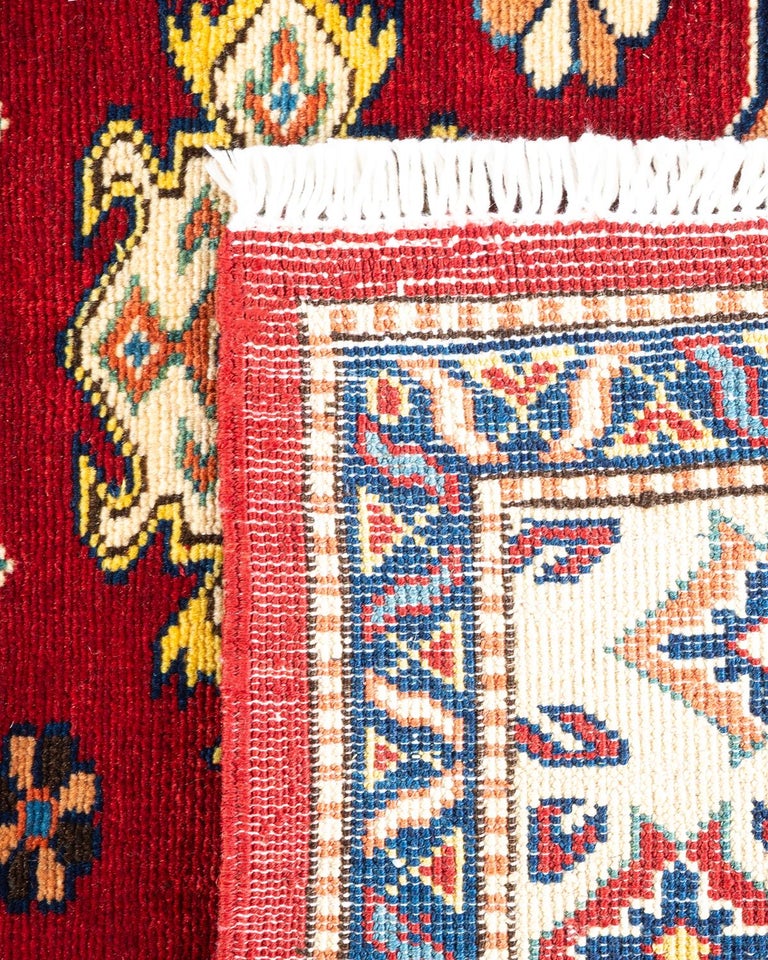 One-Of-A-Kind Hand Knotted Bohemian Tribal Tribal Red Area Rug 4' 3" x ...