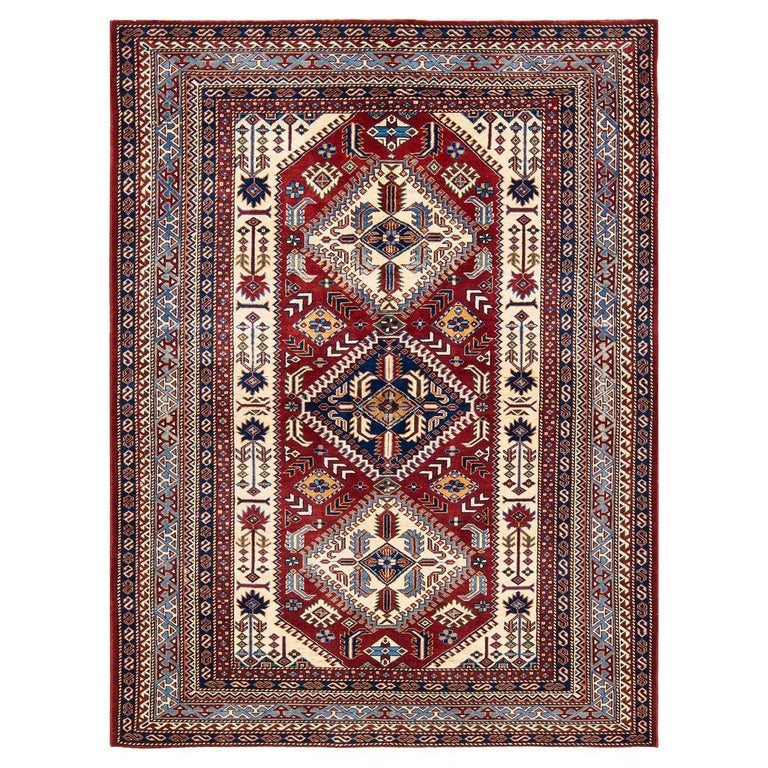 One-of-a-kind Hand Knotted Bohemian Tribal Tribal Red Area Rug For Sale ...