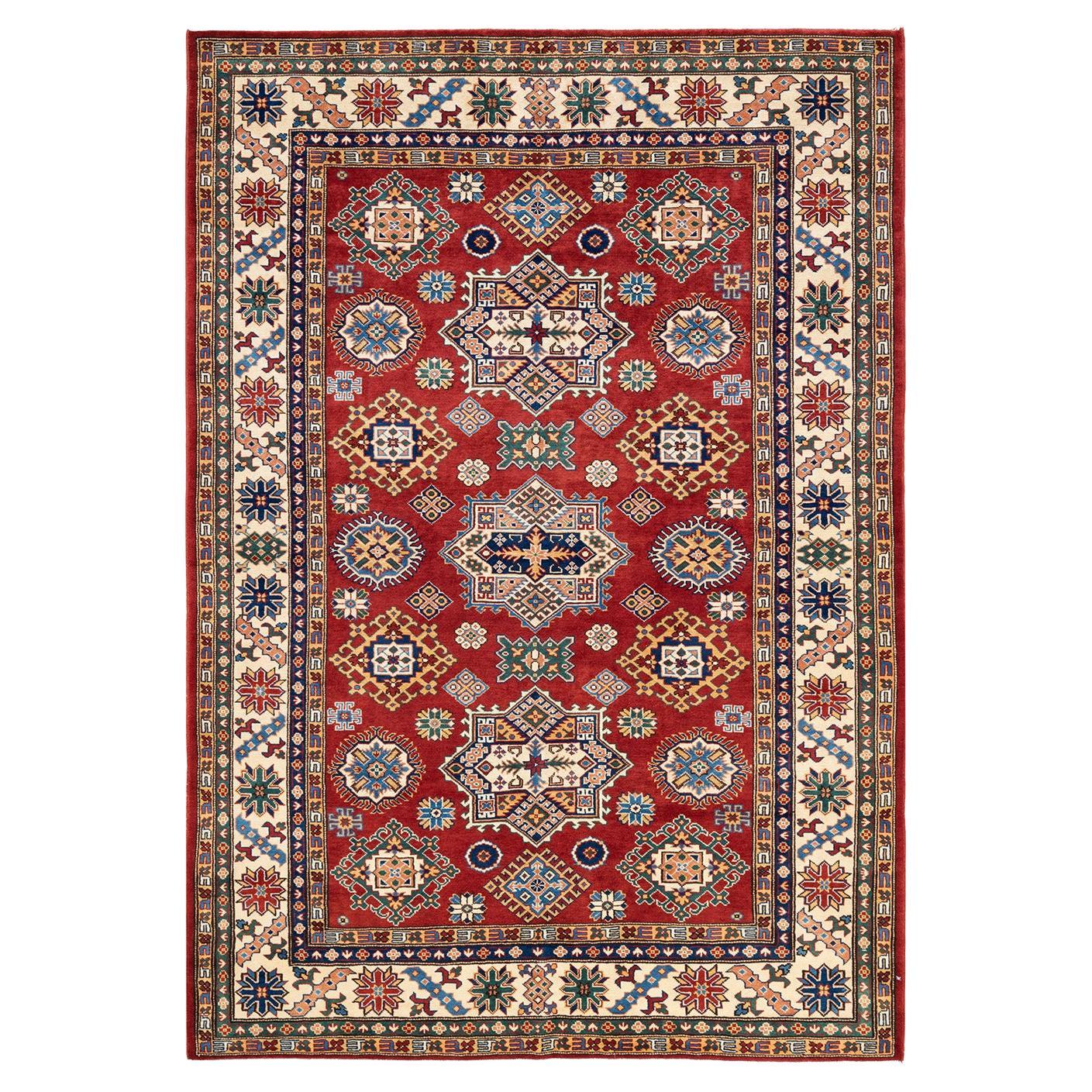 One-Of-A-Kind Hand Knotted Bohemian Tribal Tribal Red Area Rug 6' 10" x ...