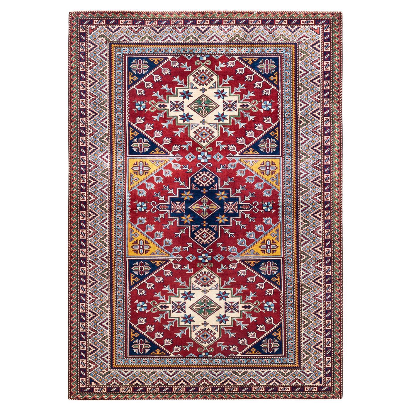 One-Of-A-Kind Hand Knotted Bohemian Tribal Tribal Red Area Rug 4' 3" x ...