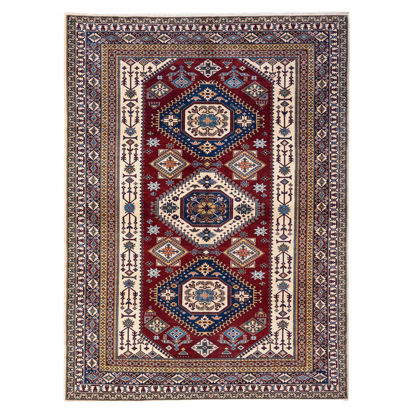 One-of-a-kind Hand Knotted Bohemian Tribal Tribal Red Area Rug For Sale ...