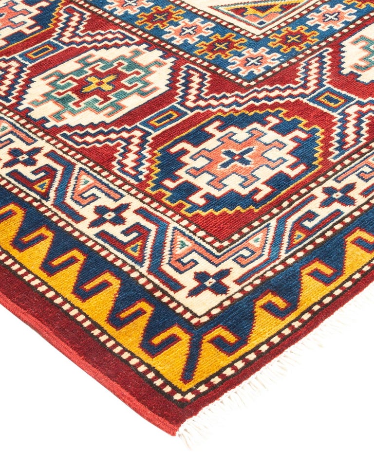 One-Of-A-Kind Hand Knotted Bohemian Tribal Tribal Red Area Rug 6' 10" x ...