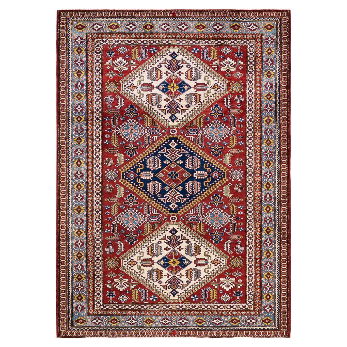 One-of-a-kind Hand Knotted Bohemian Tribal Tribal Red Area Rug For Sale ...