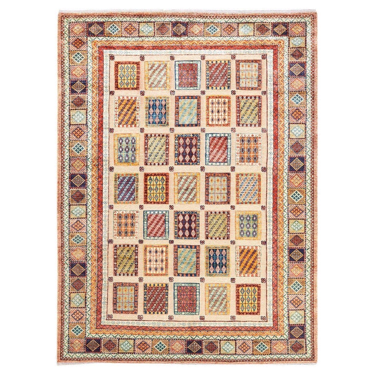 One-Of-A-Kind Hand Knotted Bohemian Tribal Tribal Yellow Area Rug 5' 9 ...