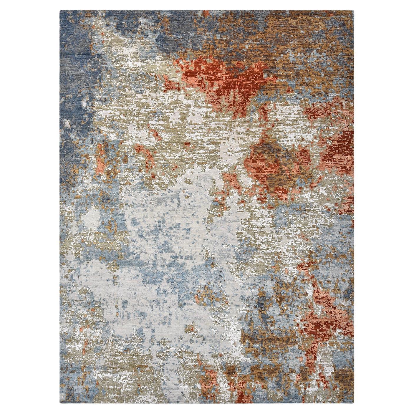 One-of-a-Kind Hand Knotted Contemporary Beige Area Rug For Sale at 1stDibs